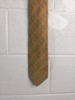 DeSantis Collection 100% Silk Gold Graphic Tie Made in Italy | eBay