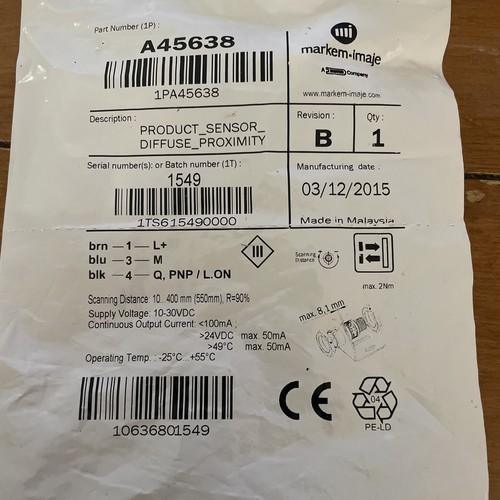 Markem Imaje A45638 Sensor B1 for sale online | eBay