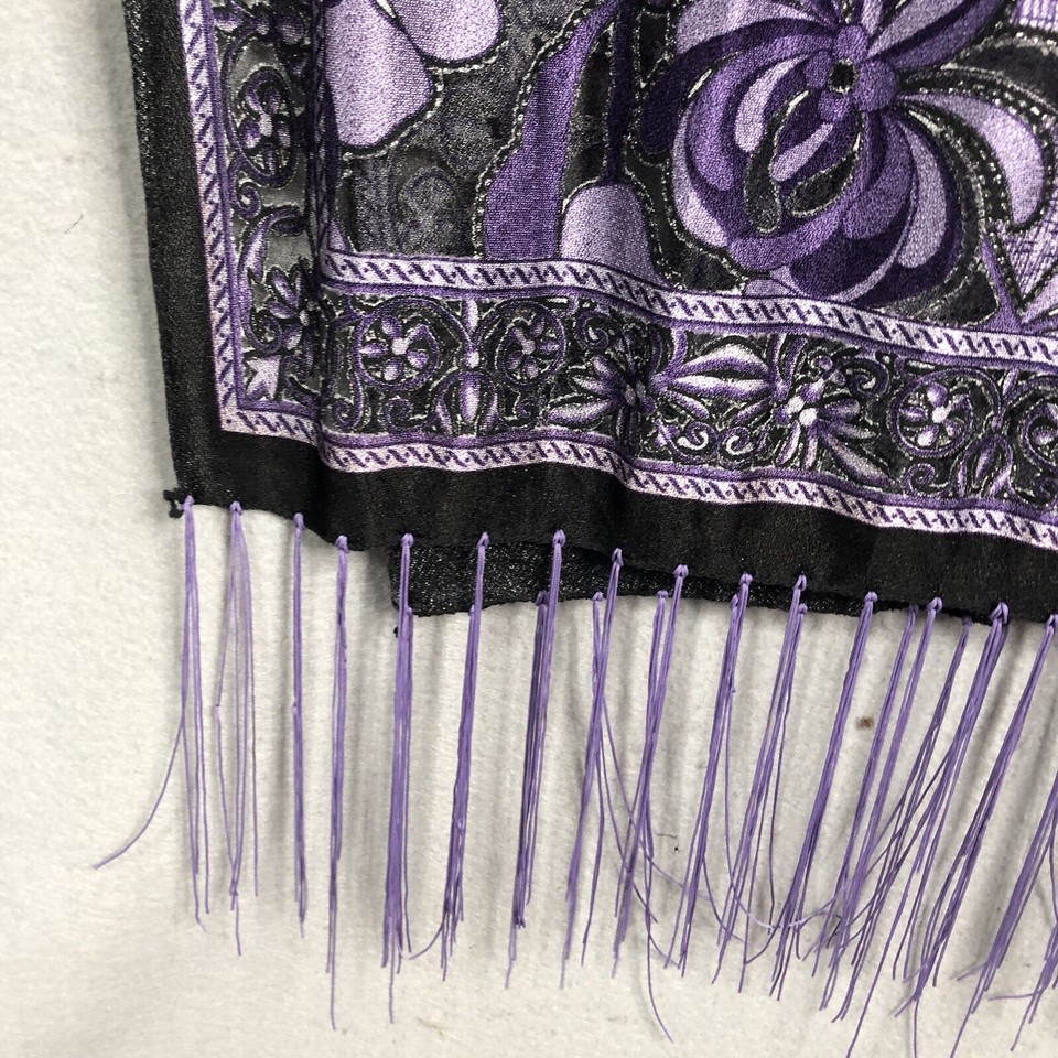 Fairy Scarf Purple Gray Burnout Mesh Floral Sparkle Whimsigoth Feminine ...