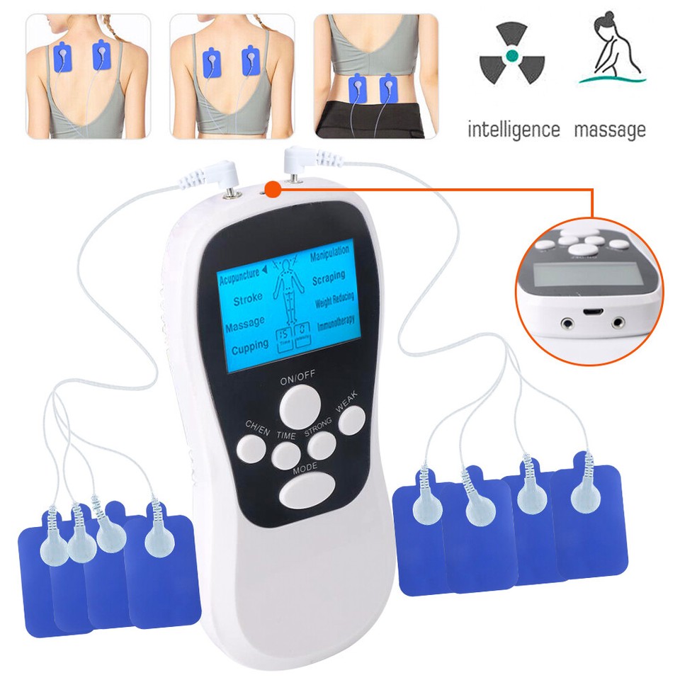 TENS EMS Machine Electronic Pulse Body Massager Muscle Stimulator Pain ...