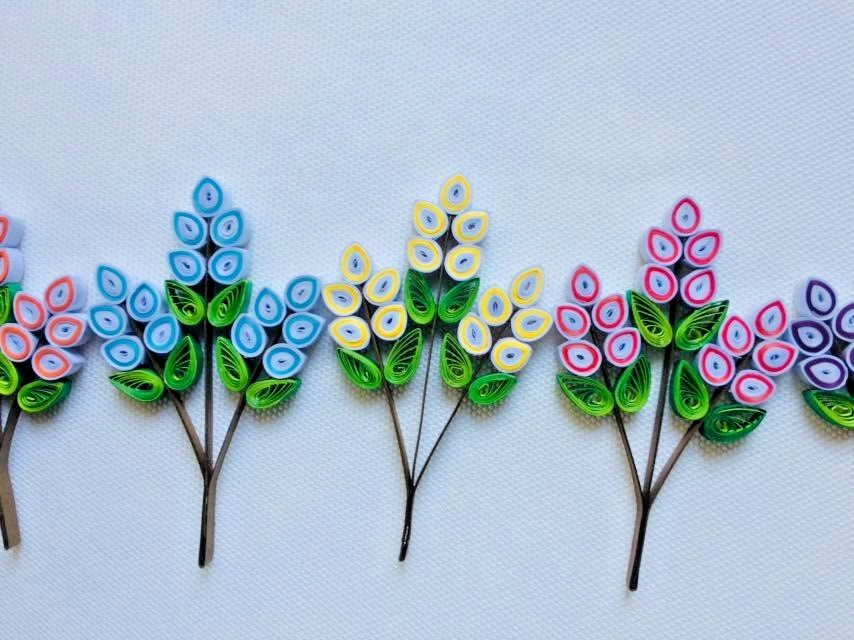 Paper Quilling Flower Bud leaves Branch for cards, wall deco 15lot | eBay