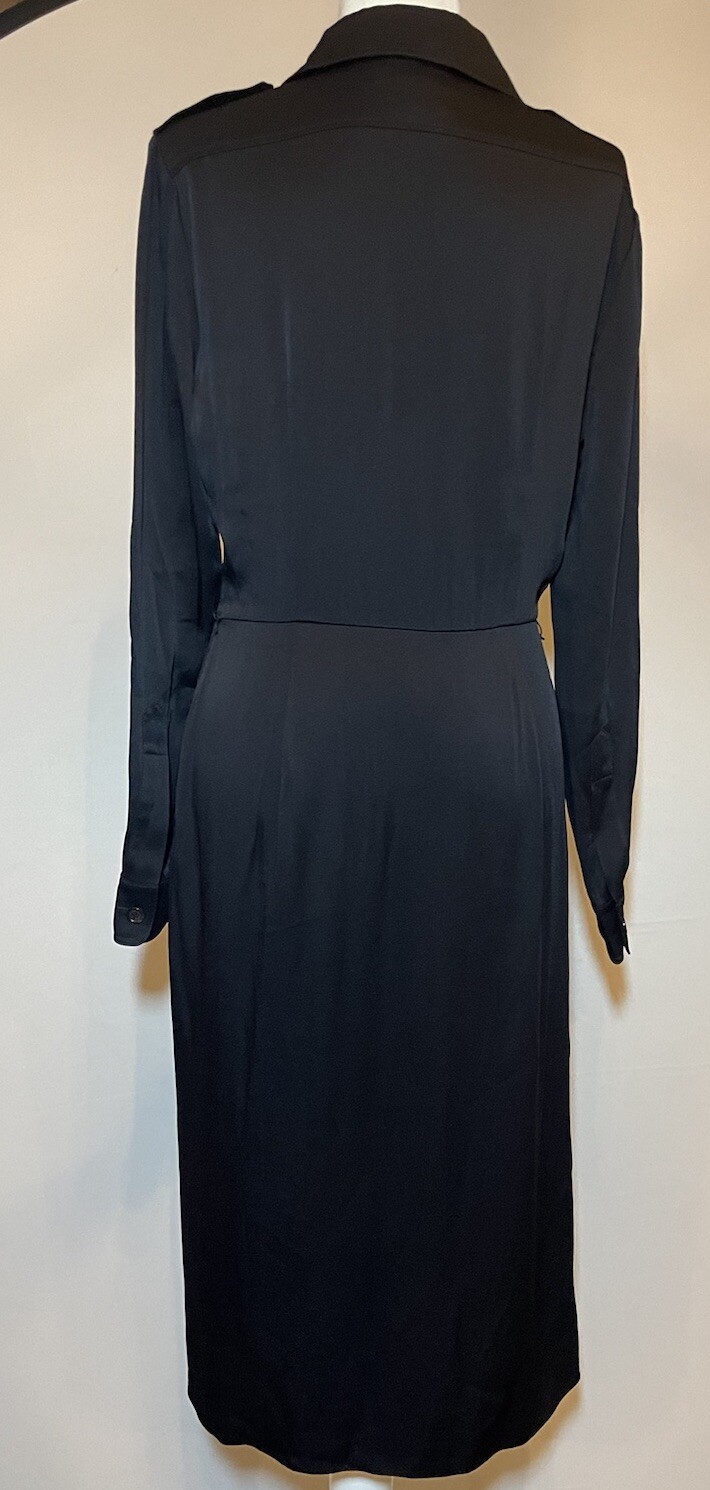 Ralph Lauren Purple Label Shirt Dress Midi Long Sleeve Pocket Collared ...