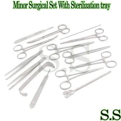 15 piece minor surgical set with sterilization tray Stainless Steel DS ...