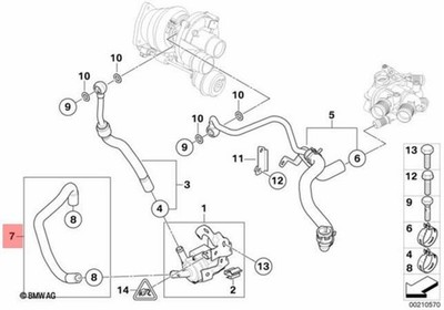 Genuine BMW R55 R55N R56 R56N R57 Turbocharger Coolant Hose OEM ...
