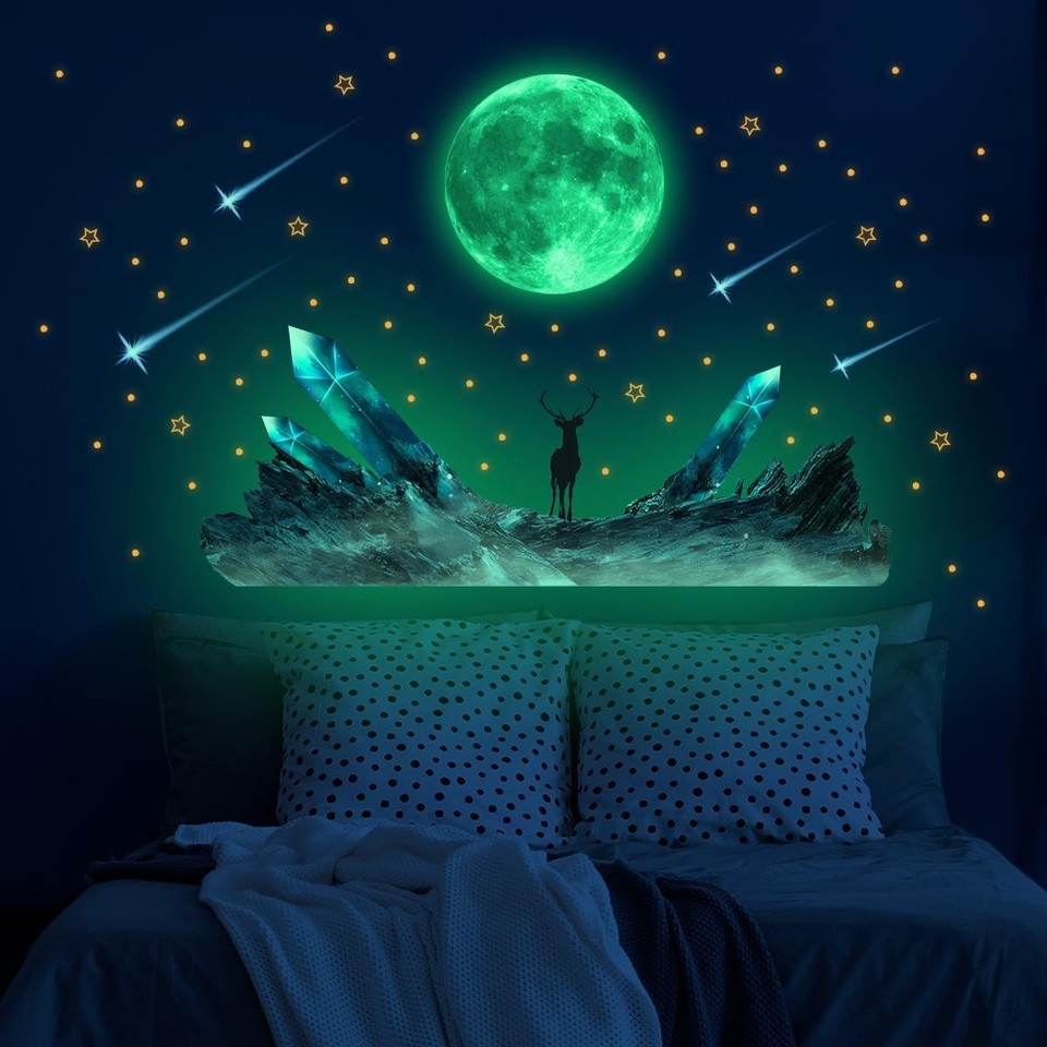 Soothing Night Light Glow In The Dark Luminous Stars And Moon Ceiling ...