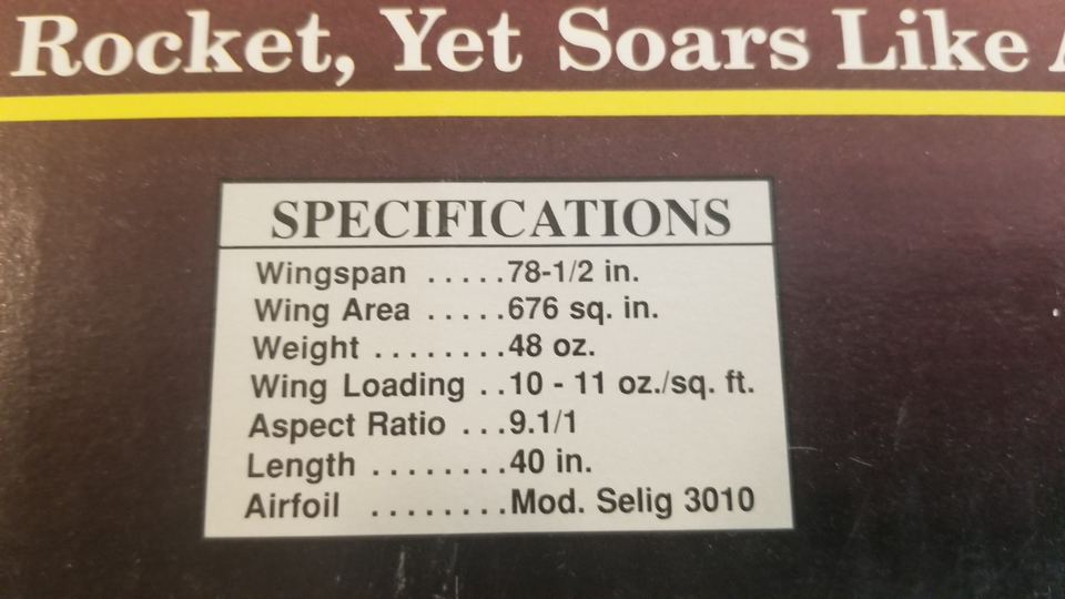 Vintage Great Planes Spectra RC Sailplane Kit – 78.5" Wingspan w/ 550 ...