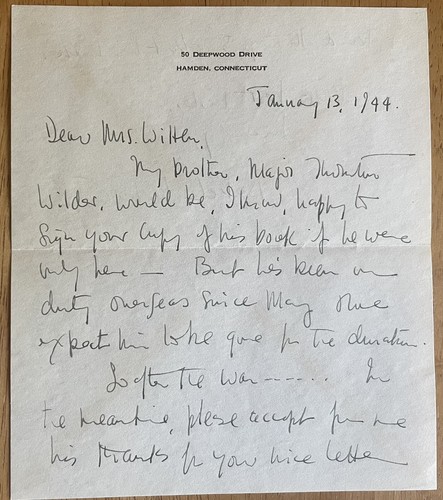 Novelist Isabel Wilder Autograph Letter about Thornton Wilder | eBay