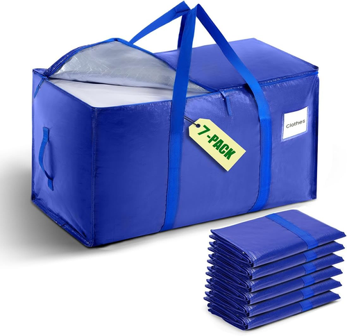 7-Pack Storage Bags With Carrying Handles & Zipper - Heavy Duty ...