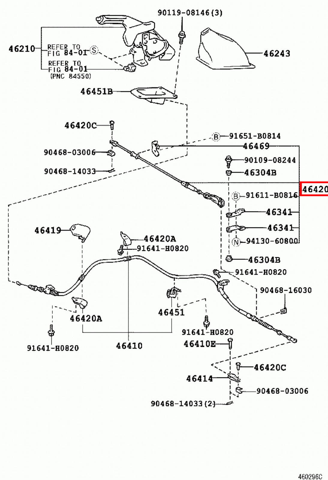 Genuine Toyota LandCruiser HDJ101 HDJ100 Rear Cable Parking Lever ...