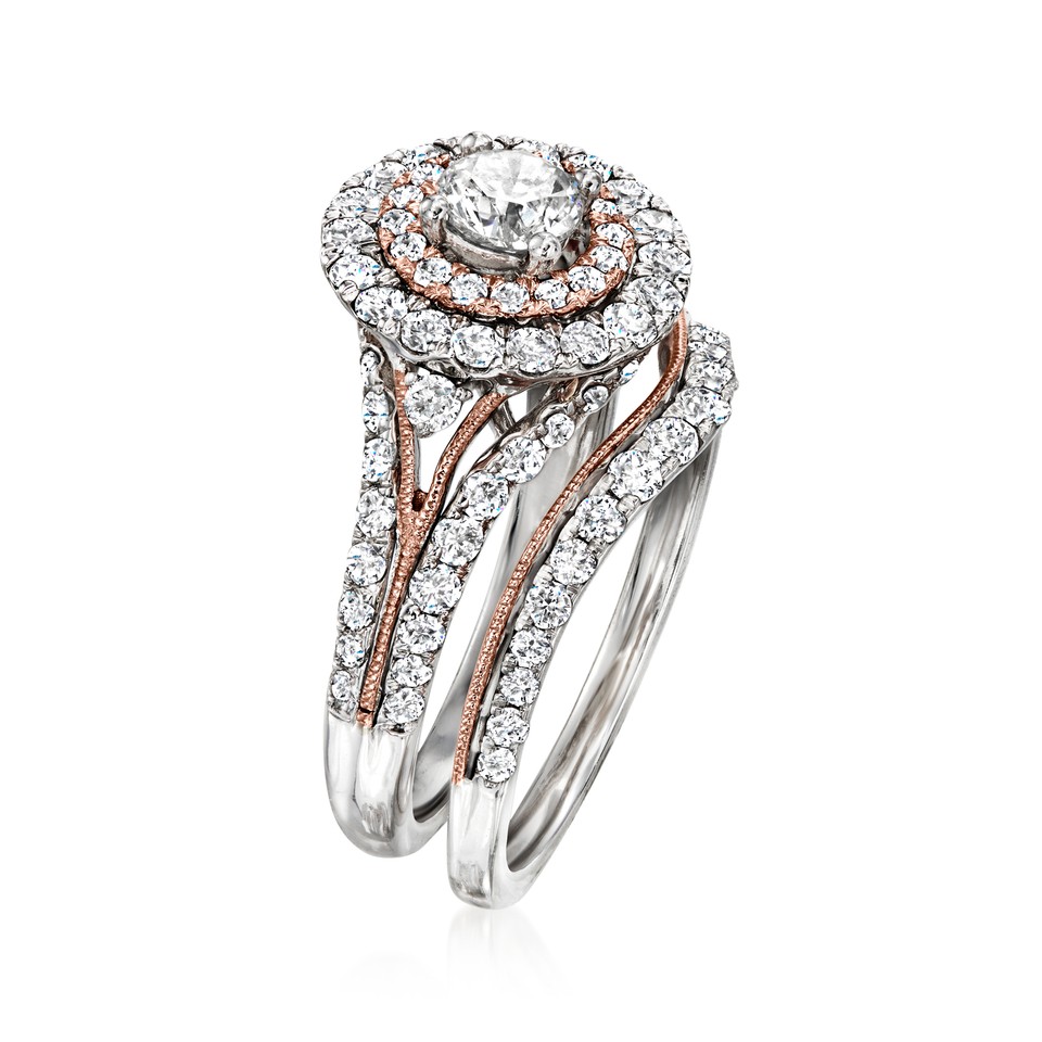 Ross-Simons Diamond Bridal Set: Engagement & Wedding Rings in 14k Gold ...