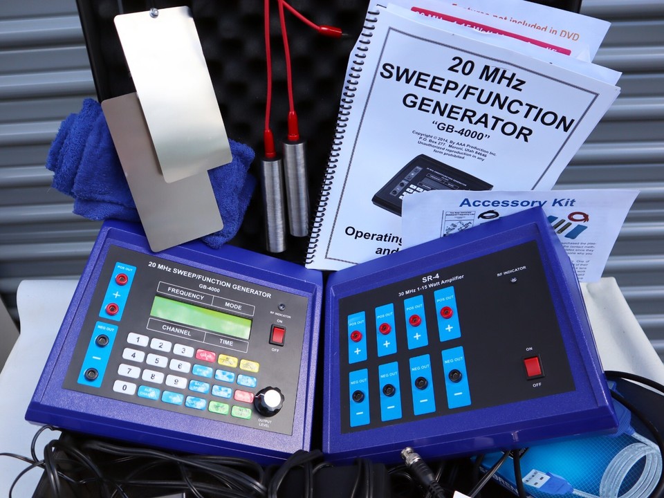 GB4000 Rife Frequency Generator w SR4 Amplifier in Travel Case Paddles ...