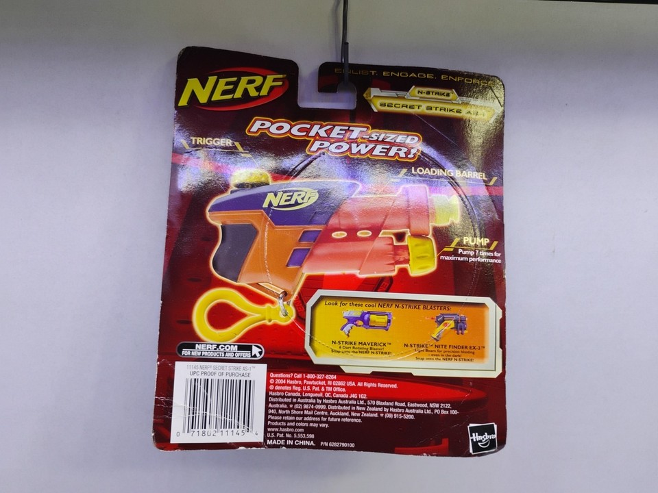 MINI NERF DART GUN POCKET SIZED SECRET STRIKE AS-1 HASBRO Blue & Yellow ...