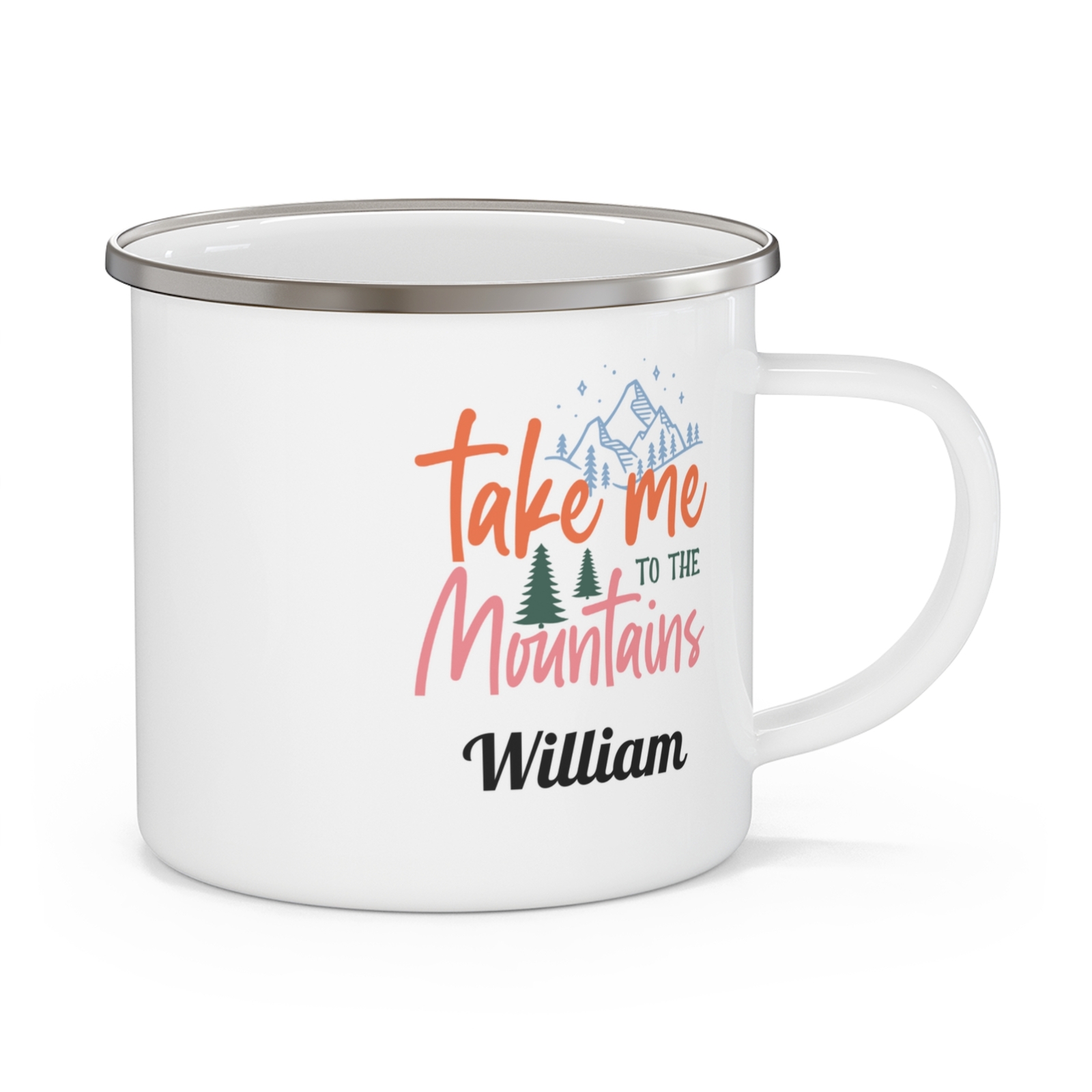 Personalized Camping Enamel Coffee Mug Glamping Mug Mountain Coffee Cup ...