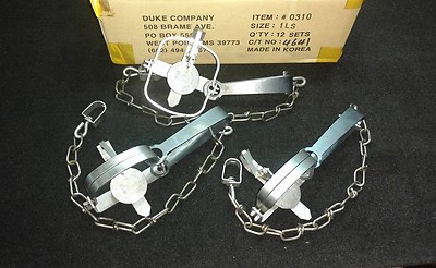 3 New Duke # 1 Long Spring Traps Foothold Trap Mink Muskrat Trapping ...