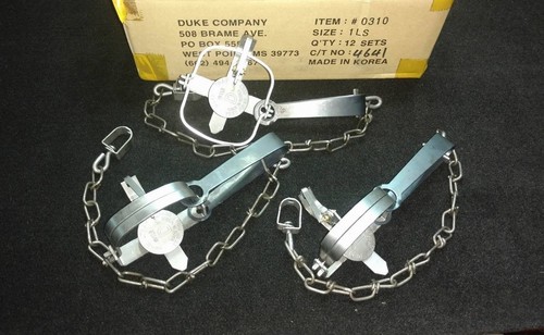 3 New Duke # 1 Long Spring Traps Foothold Trap Mink Muskrat Trapping ...