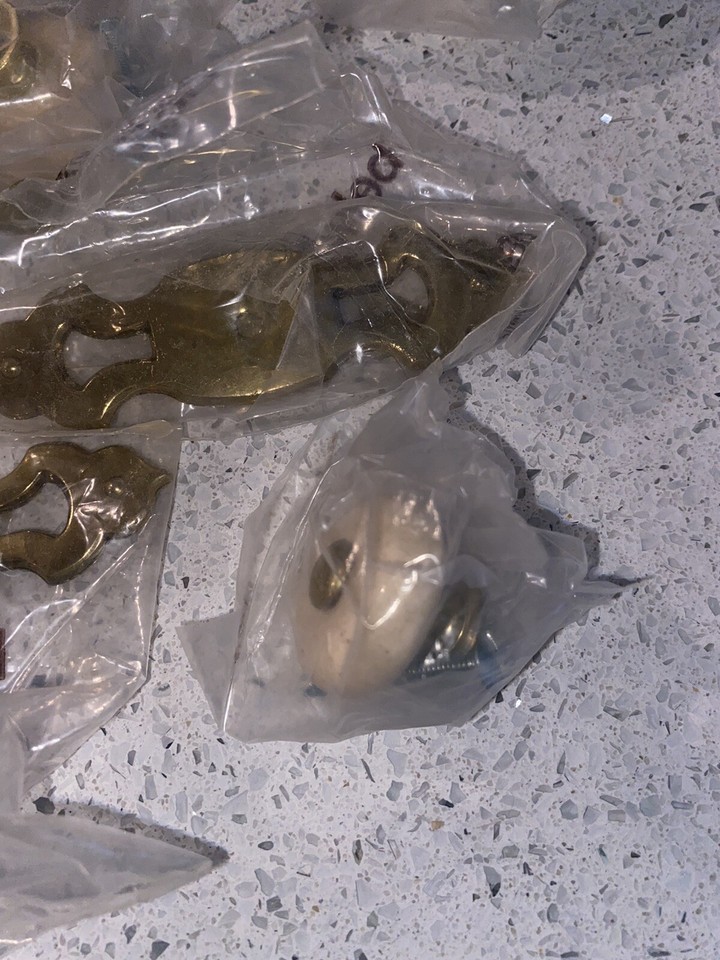 Vtg Bel with Dresser Furniture Handle Pull Mcm White Ivory Color Bronze ...