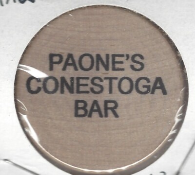 Paone's Conestoga Bar, Good for One Drink, Token Wooden Nickel | eBay