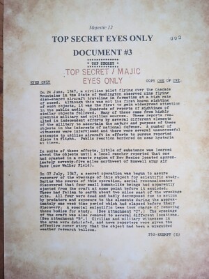 Roswell UFO Crash Majestic 12 Top Secret Doc. Wall Art small A4 ...