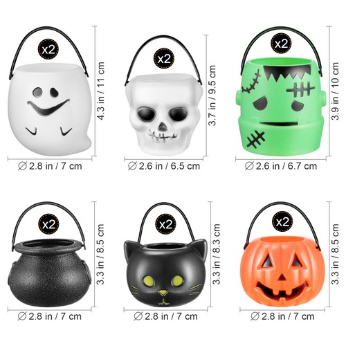Skull Treat Buckets Pumpkin Candy Container Halloween | eBay