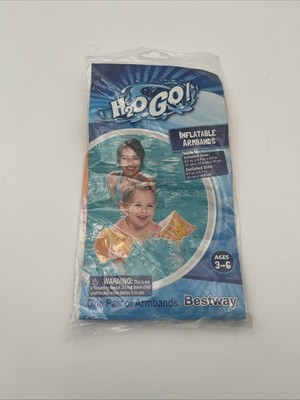 H2O GO Inflatable Swim Armbands Pool Kids Floaties Orange Dolphins Age ...