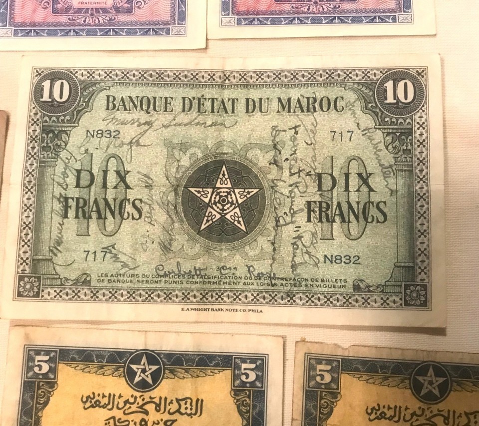 Mix Lot WWII Coins Paper Money Morrocco France Germany Military ...