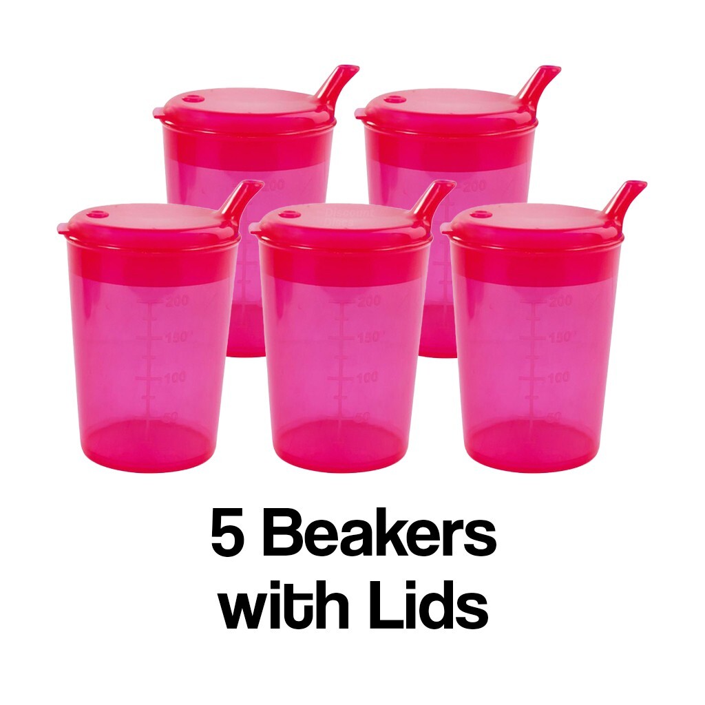 Adult Beakers Cups 250ml Lids & Wide Spout 12mmx10mm Medi-Inn Pack of 5 ...