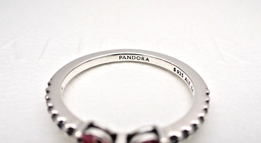 Authentic Pandora #193510C01-56 Sparkling Pink Bow Ring Size 7.5 with ...