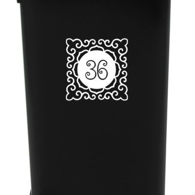 Waste Bin House Number Vinyl Decal Sticker Ornament Floral Wheelie Bin ...