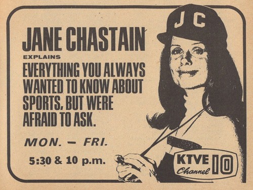 1975 KTVE MONROE LOUISIANA TV NEWS AD ~ JANE CHASTAIN SPORTS REPORTER ...