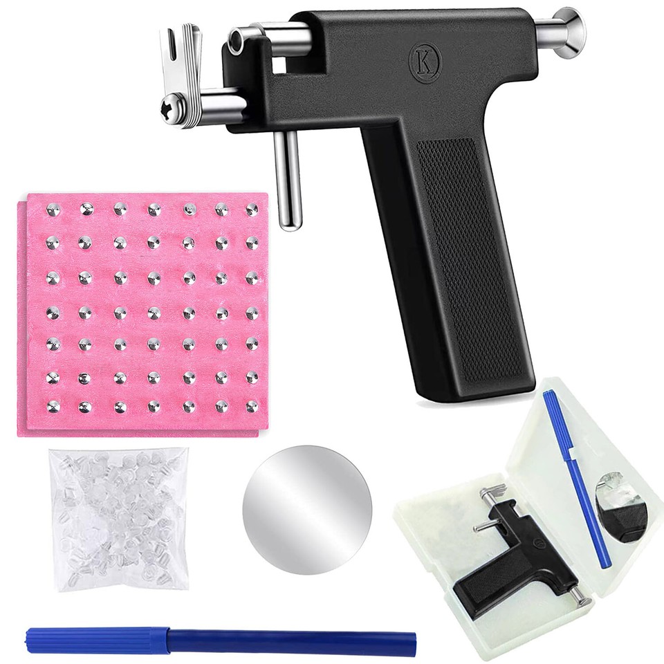 208PCS Professional Ear PIERCING GUN Body Nose Navel Tool Kit Set ...