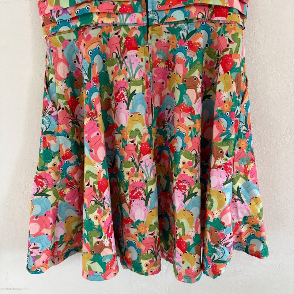 Unique Vintage Frog Ribbit Rainbow Print Swing Dress Size Medium Novelty AOP | eBay