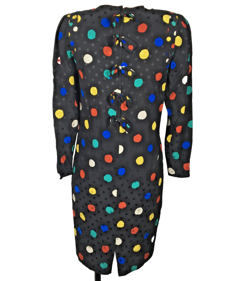 St Gillian Petite 2 100% Silk Sheath Polka Dot Wiggle Knee-Length Dress ...