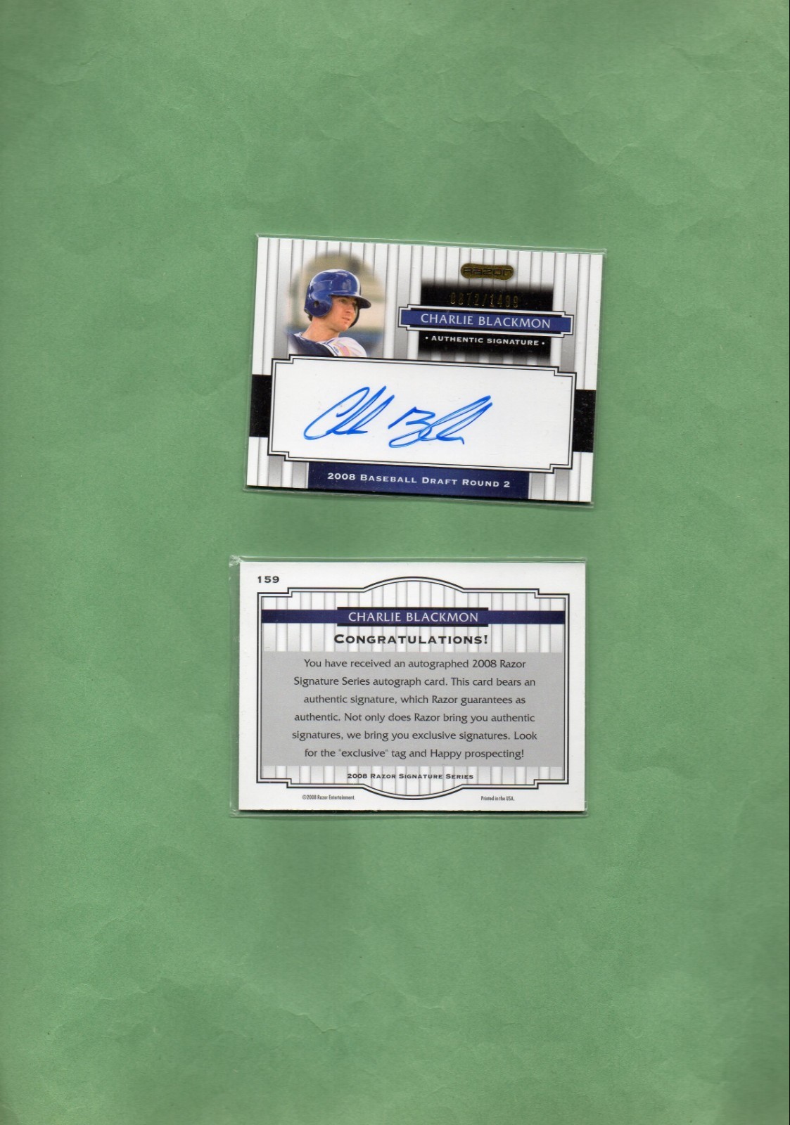 Charlie Blackmon (Colorado Rockies) 1/2008 Razor Draft Autographed #582 ...