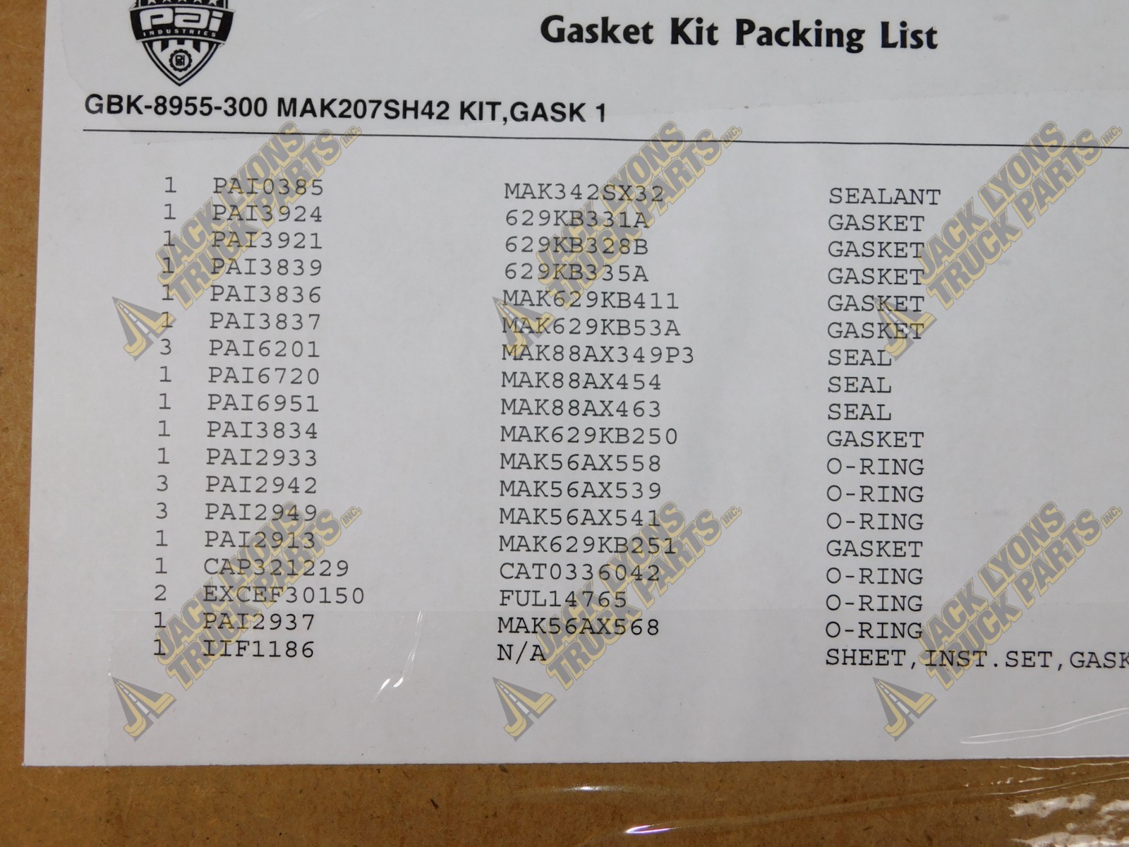 207SH42 New Mack GASKET KIT - PAI GBK8955-300 T309L, T310M, TM308 | eBay