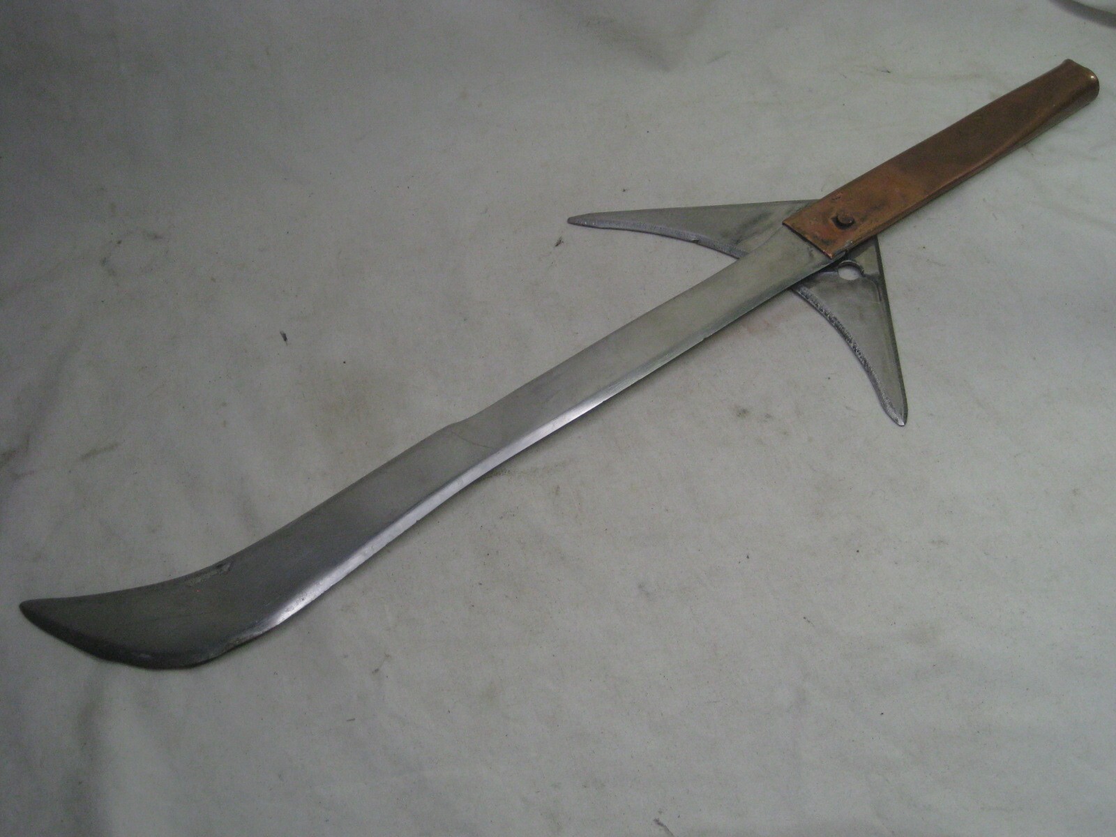 unique custom vintage machete large curved knife copper handle side ...