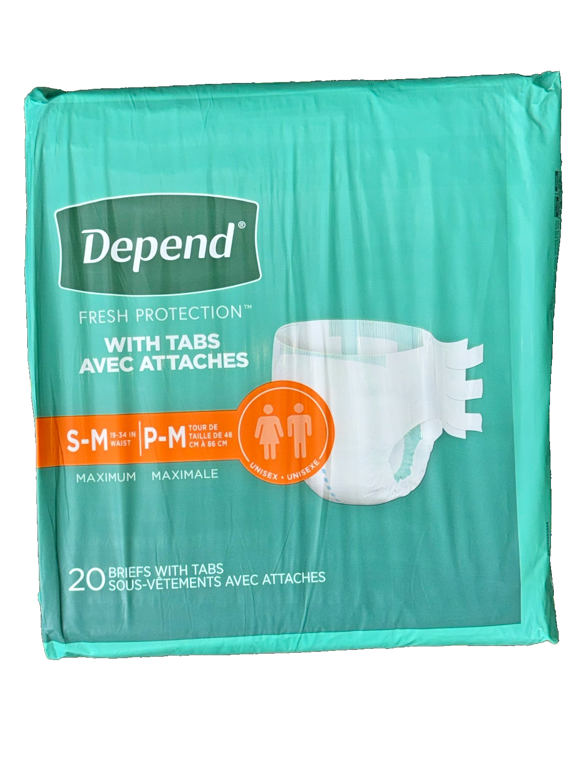 Depend Fresh Protection With Tabs, Incontinence Briefs, Unisex, S-M ...