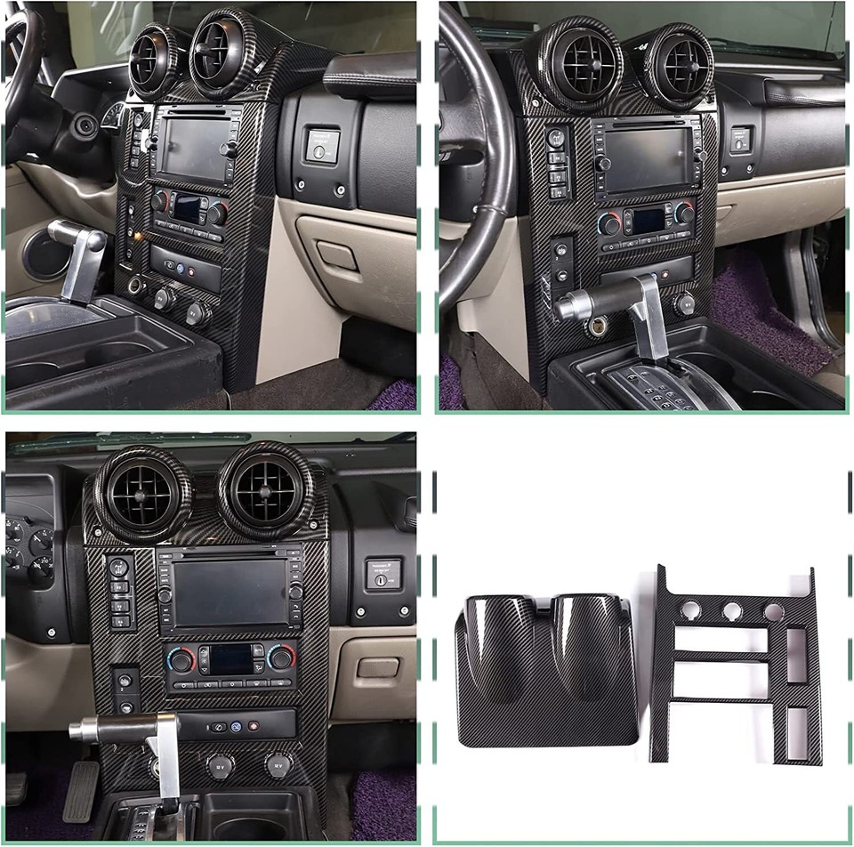 24PCS Carbon Fiber ABS Interior Central Control Cover Trim For Hummer ...