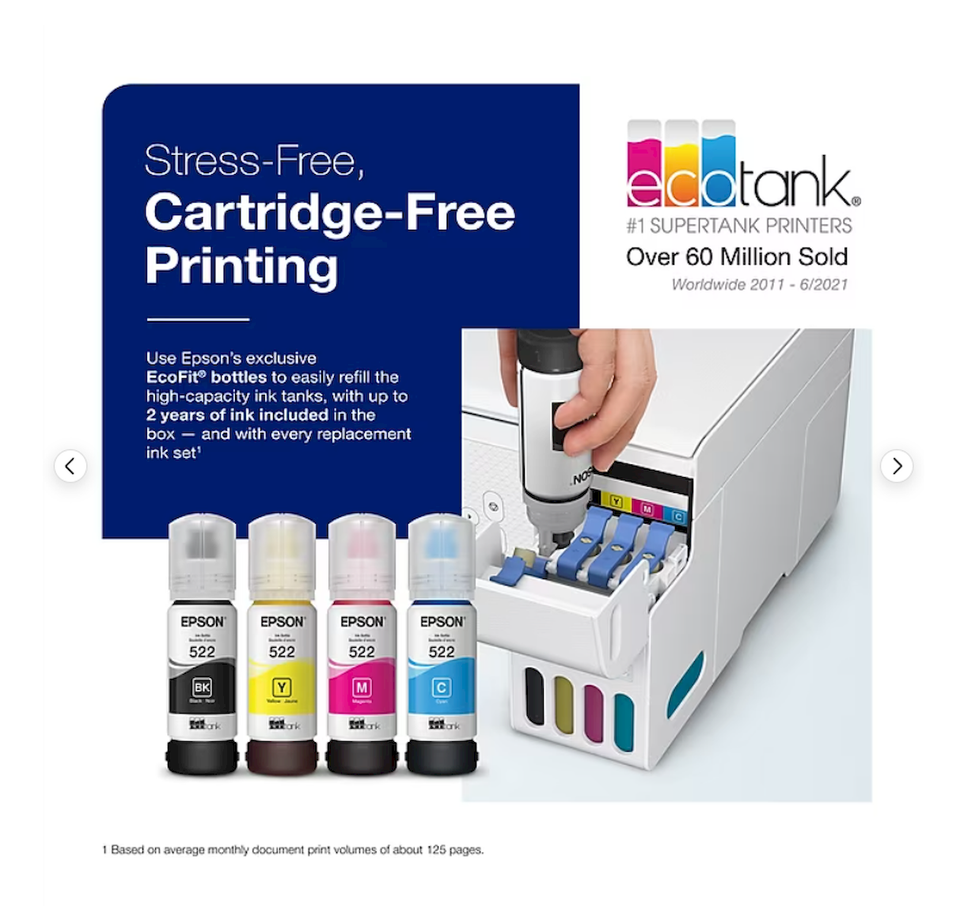 Epson EcoTank ET-2800 Wireless Color Inkjet All-in-One Supertank ...