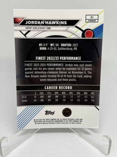 Jordan Hawkins 2023-24 Topps Finest Purple Checkboard Refractor /125 ...
