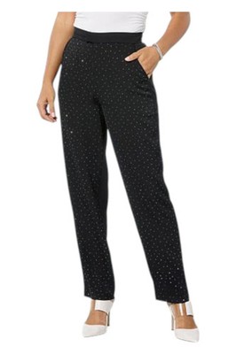 C Wonder Women's Heathered Twill Crystal Trouser Pant Black | eBay