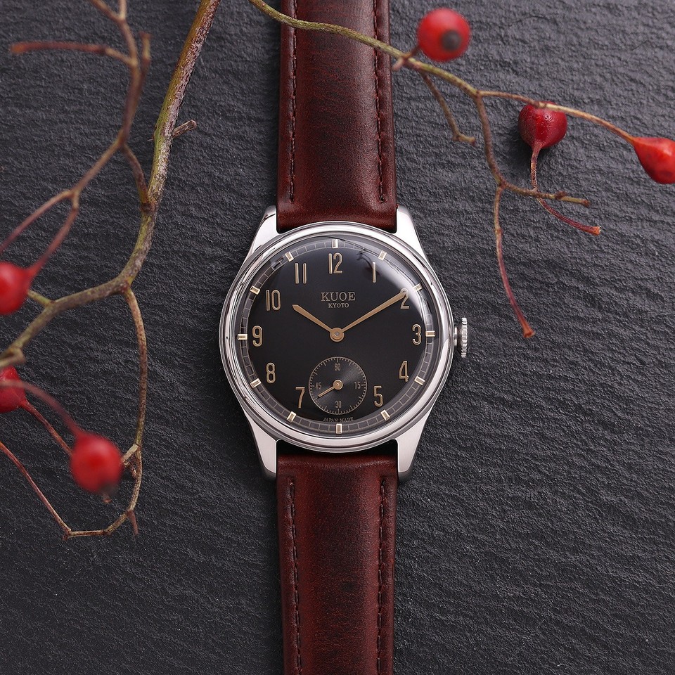 KUOE KYOTO OLD SMITH 90-001 Analog Quartz Watch Brown Band Black Dial ...