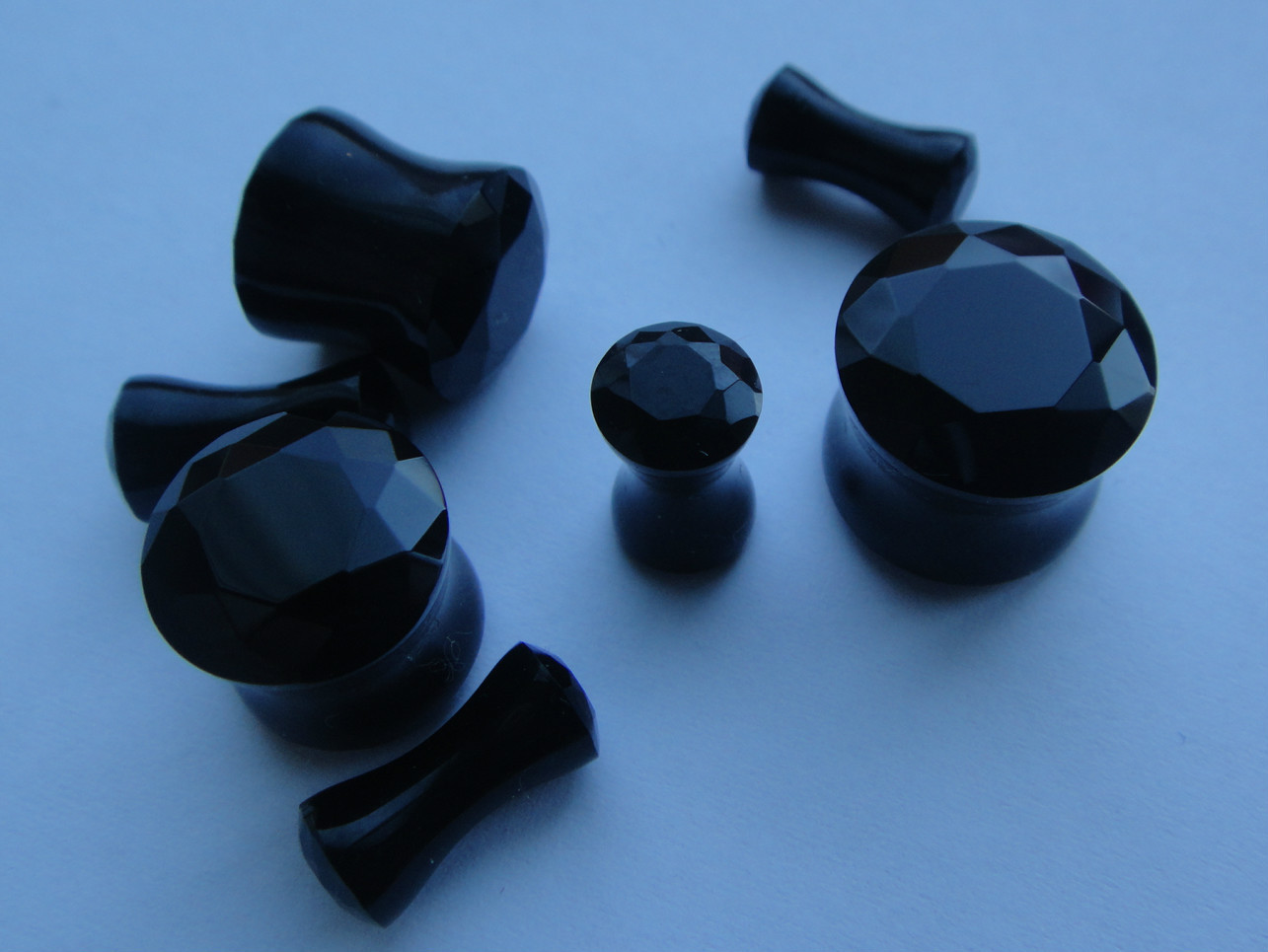 1 PAIR Faceted Gem Cut Crystal Double Flared Saddle Plugs Chose in 8 ...