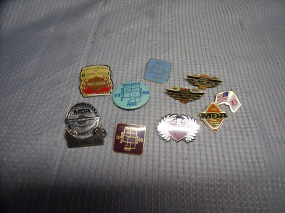 10 pc.Collection of Harley Davidson Motorcycle Pins USA MDA Mayor's ...