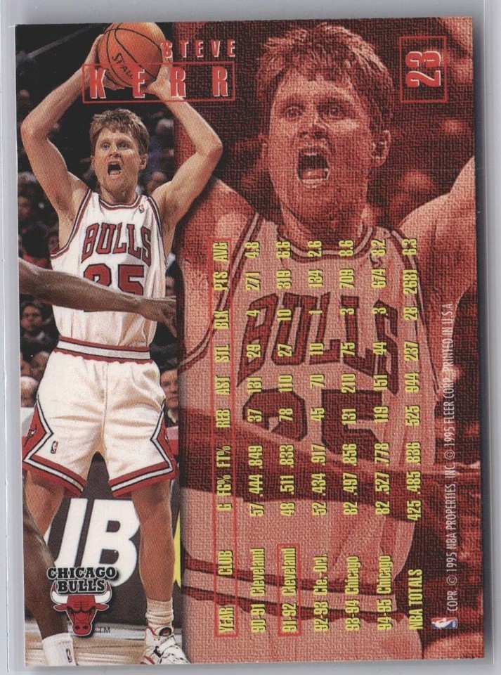 1995-96 Fleer Chicago Bulls Basketball Card #23 Steve Kerr | eBay