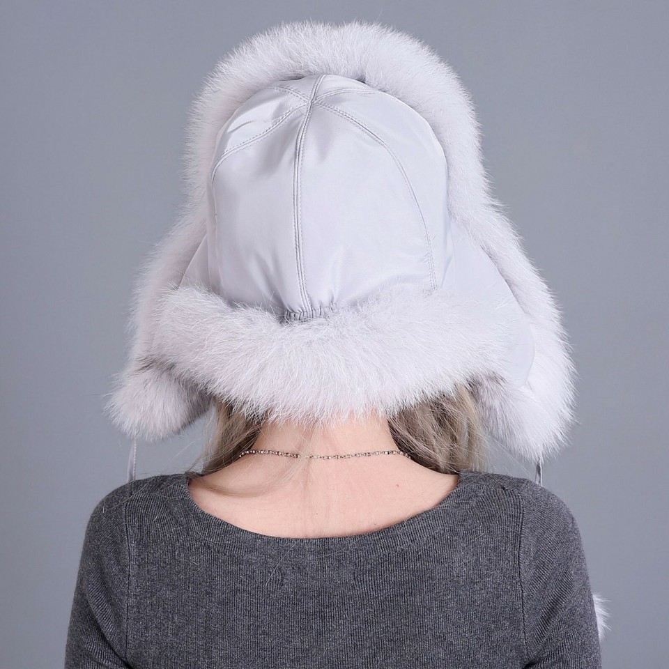 2020 Fashion Women's Fox/Raccoon Fur Hats Russian Ushanka Warmer Winter ...