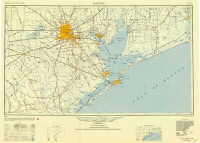 Houston, TX - 1950 Topographic Map | Vintage USGS Print | Historic ...