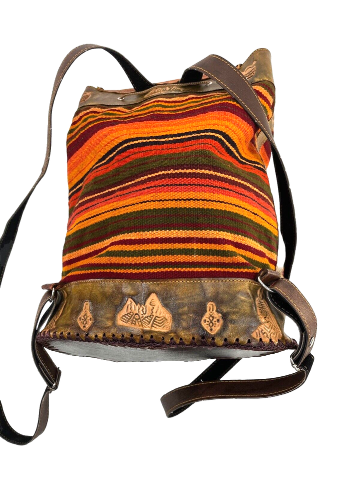 Peruvian Backpack/Knapsack Woven Decorative Purse with Etching and Front Pocket | eBay