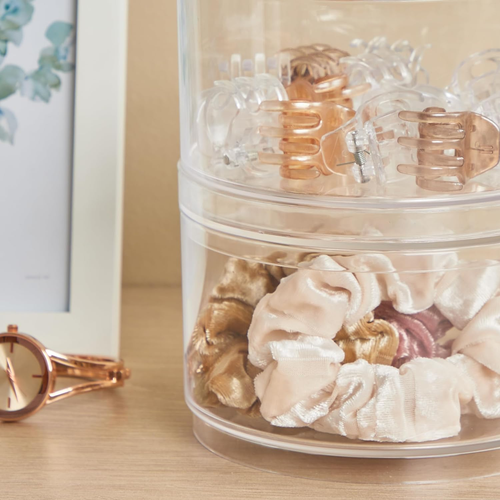 Bella Stackable Clear Plastic Container (Set of 3) round Vanity Storage ...