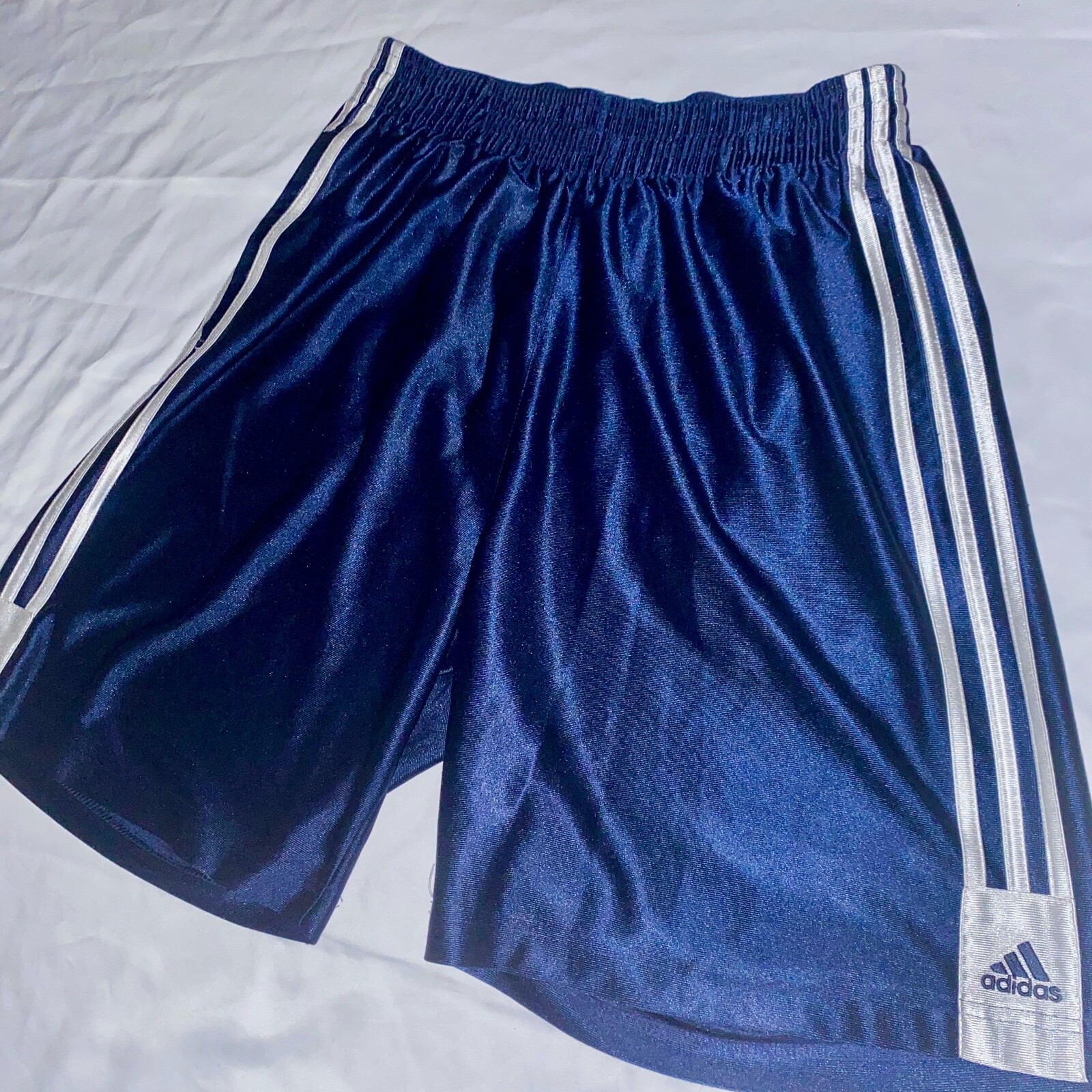 Vintage Rare Adidas Basic 3 Stripe Basketball Shorts Navy Blue Dazzle ...