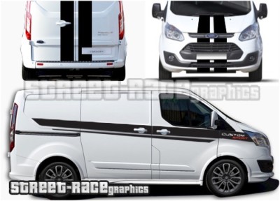 Ford Transit CUSTOM full 007B racing stripes graphics stickers SWB LWB ...